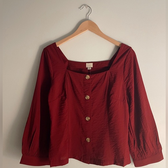 a new day | Tops | Nwt A New Day Red Buttoned Blouse | Poshmark